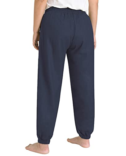 Weintee Women's Linen Joggers with Pockets 2X Navy