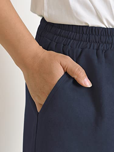 Weintee Women's Linen Joggers with Pockets 2X Navy