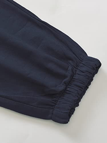 Weintee Women's Linen Joggers with Pockets 2X Navy