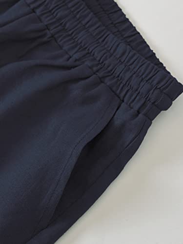 Weintee Women's Linen Joggers with Pockets 2X Navy