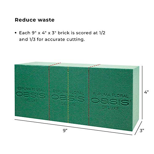 Oasis Smithers Floral Foam Deluxe - Foam Bricks - Craft Blocks - Foam for Dry Flowers - Lightweight Green Foam - Florist Foam for Arrangements and Decorations - 6 Pack