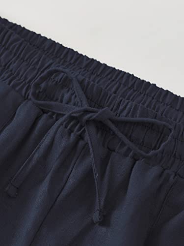 Weintee Women's Linen Joggers with Pockets 2X Navy