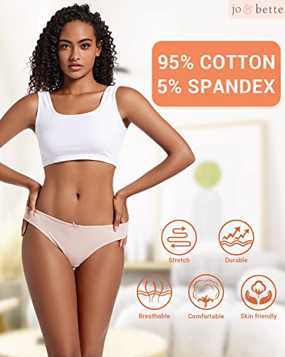 Jo & Bette Cotton Thongs for Women - Bikini Underwear - Seamless Thongs Breathable Panties Pack No show 6 Pack