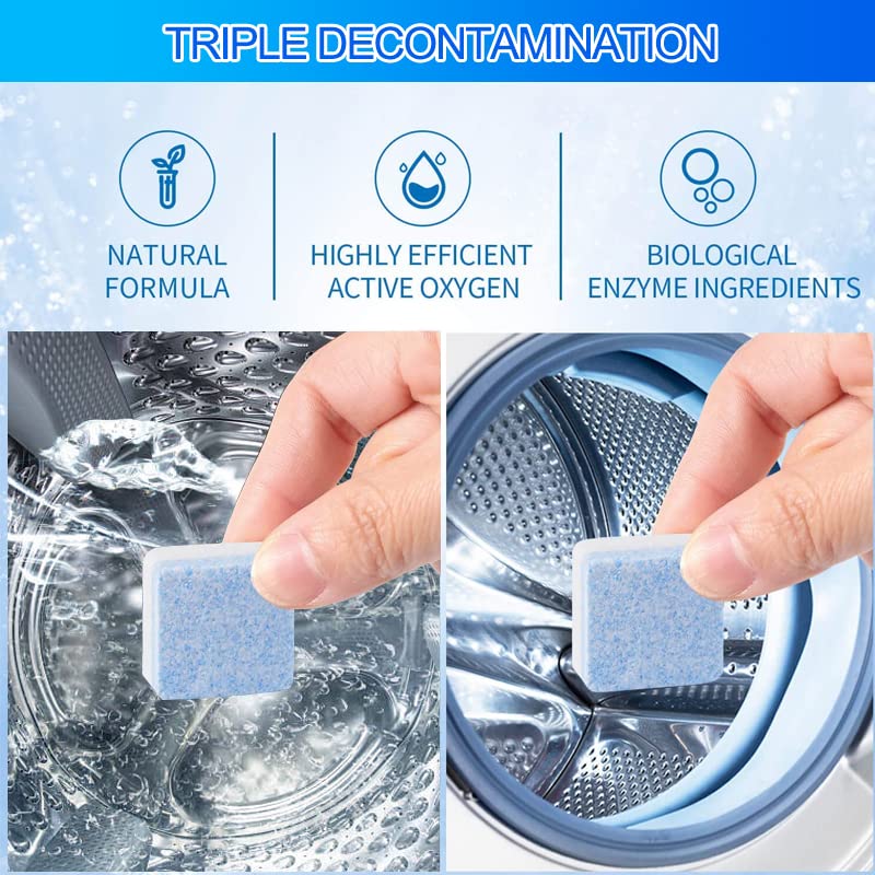 Ridars Washing Machine Cleaner Tablets - Deep Cleaning Washer Cleaner Tablets For HE Top Load Washer And Front Loader, Clean Laundry Tub And Inside Drum Seal (12 Tablets)