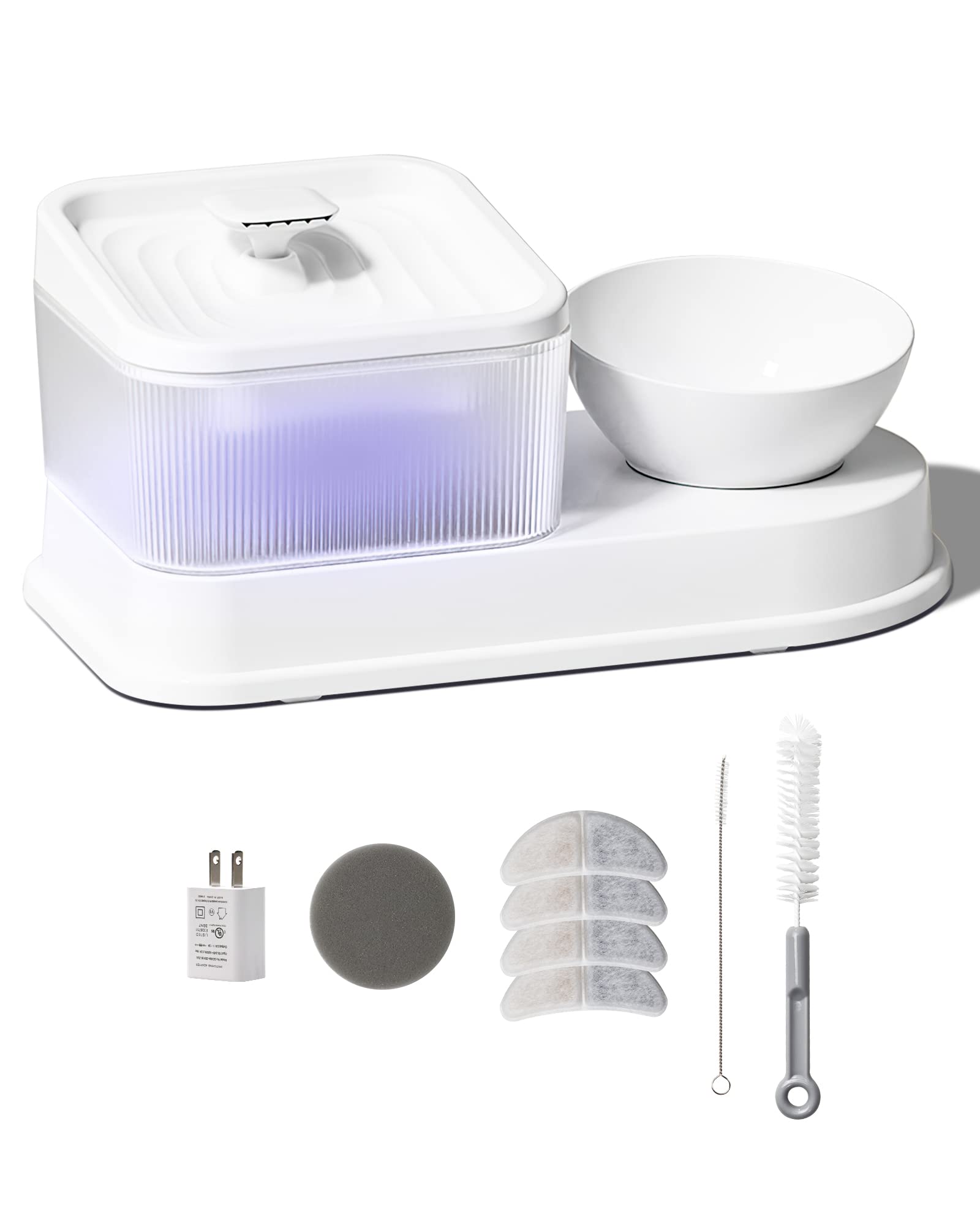 P8 LED & 30 COB LEDs, 3 Modes, 8H Life, 1M Drop Resistance, IPX5 Waterproof, USB Output Lightweight, Type-C Port 67oz Waterer Bowl with Light, Ultra Quiet with Plug, Automatic, 4 Filters Included