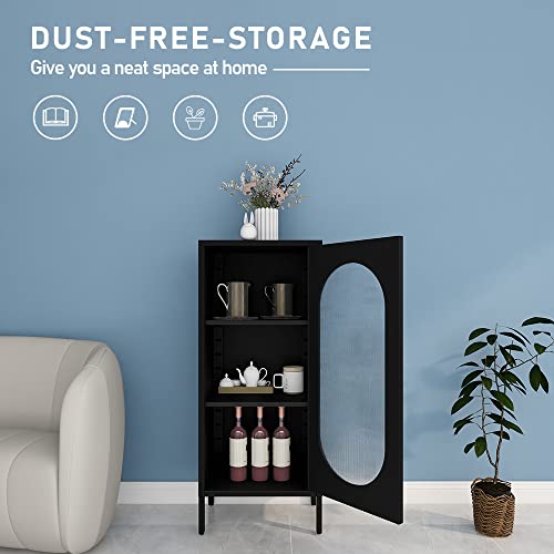 LINGZOE Steel Locker Display Cabinet with Tempered Glass Door,Metal Sideboard Cabinet for Kitchen livingroom Bedroom