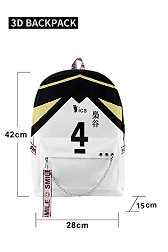 XIXISA 17" Anime Haikyuu Kotaro Bokuto Backpack for School Teens Boys Girls High School Volleyball Bookbag Laptop Backpacks (G)