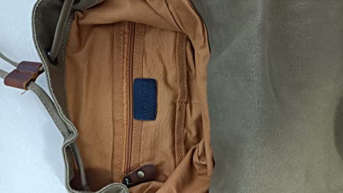 Jonon Vintage Canvas Backpack for MenLeather Rucksack Knapsack 17 inch Laptop Tote (Green)