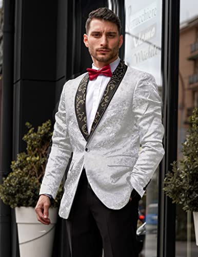 COOFANDY Men's Floral Suit Jacket Lapel Slim Fit Stylish Blazer Dress Suit Prom Party Wedding Christmas Blazer