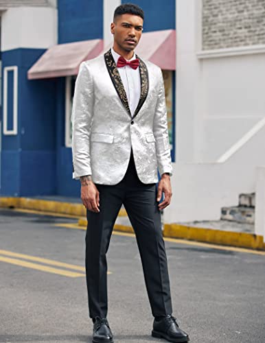 COOFANDY Men's Floral Suit Jacket Lapel Slim Fit Stylish Blazer Dress Suit Prom Party Wedding Christmas Blazer