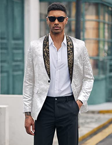 COOFANDY Men's Floral Suit Jacket Lapel Slim Fit Stylish Blazer Dress Suit Prom Party Wedding Christmas Blazer