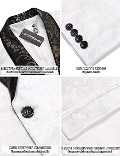 COOFANDY Men's Floral Suit Jacket Lapel Slim Fit Stylish Blazer Dress Suit Prom Party Wedding Christmas Blazer