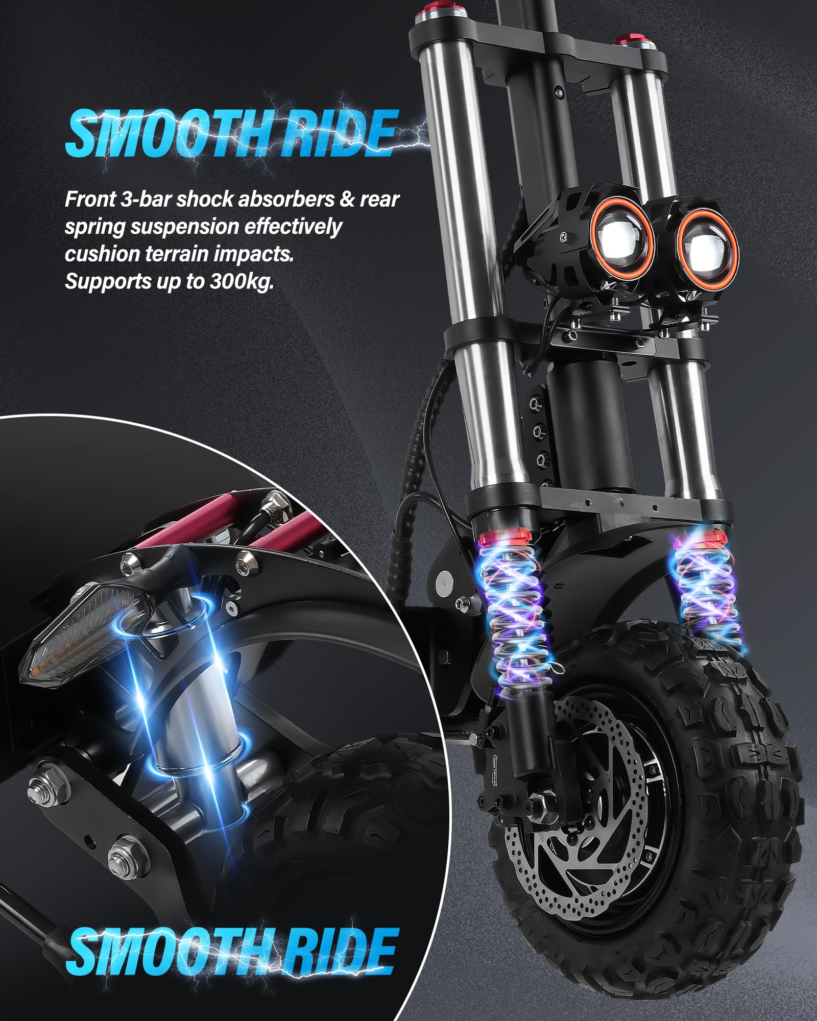 Electric Scooter Adults 50mph Max Speed,5600W 35Ah Dual Motor Electric Scooter with Seat,11" Fat Tire Foldable All-Terrain Electric Scooter Up to 65 Miles Long-Range Max Load 440lb