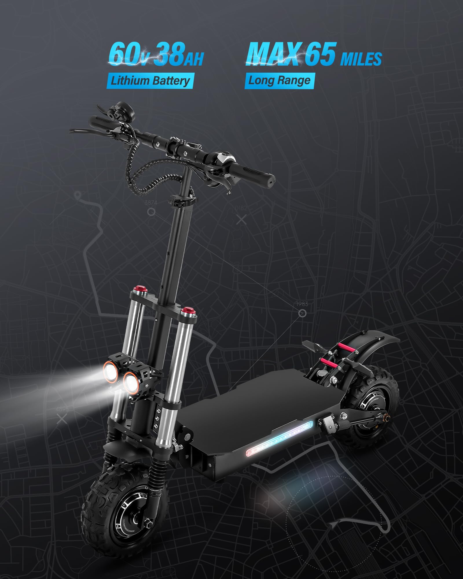 Electric Scooter Adults 50mph Max Speed,5600W 35Ah Dual Motor Electric Scooter with Seat,11" Fat Tire Foldable All-Terrain Electric Scooter Up to 65 Miles Long-Range Max Load 440lb