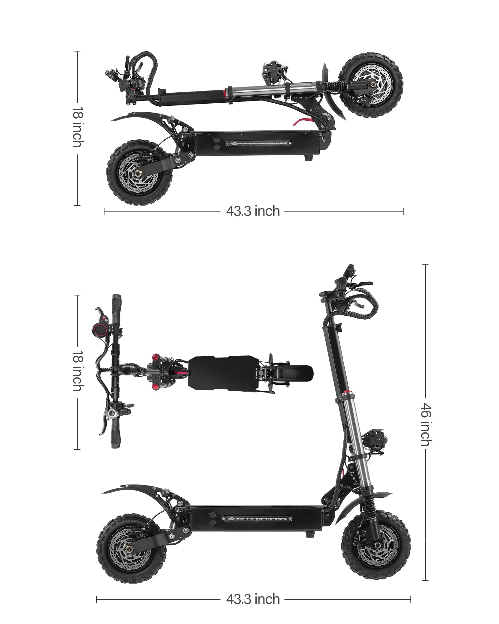 Electric Scooter Adults 50mph Max Speed,5600W 35Ah Dual Motor Electric Scooter with Seat,11" Fat Tire Foldable All-Terrain Electric Scooter Up to 65 Miles Long-Range Max Load 440lb