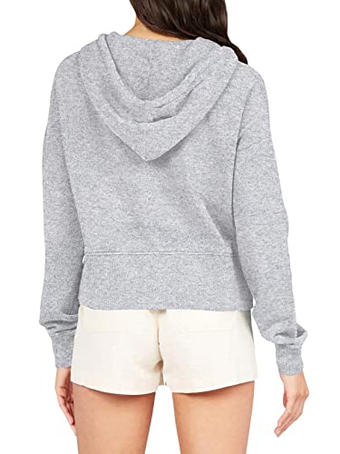 LASLULU Womens Fuzzy Cropped Hoodies V Neck Sport Athletic Hoodie Sweater Fleece Lined Sweatshirt Fall Clothes Long Sleeve Pullover Tops(Light Grey Medium)