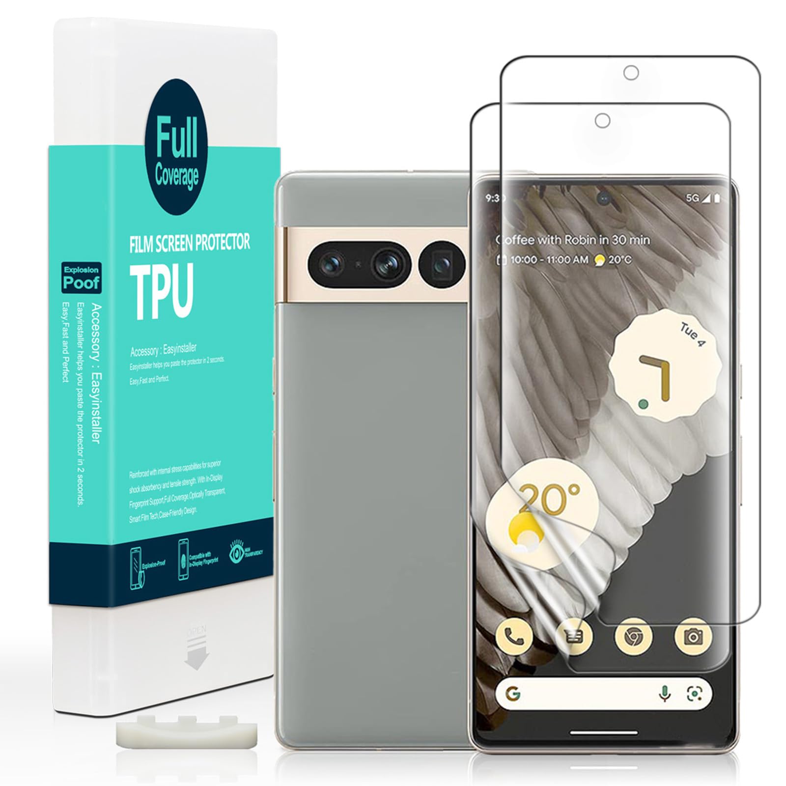 Ibywind 2 Pcs Screen Protector For Google Pixel 7 Pro 5G 6.7",Flexible TPU Film,With 1Pc Camera Lens Protector,1Pc Back Film,Bubble Free[Easy to install]