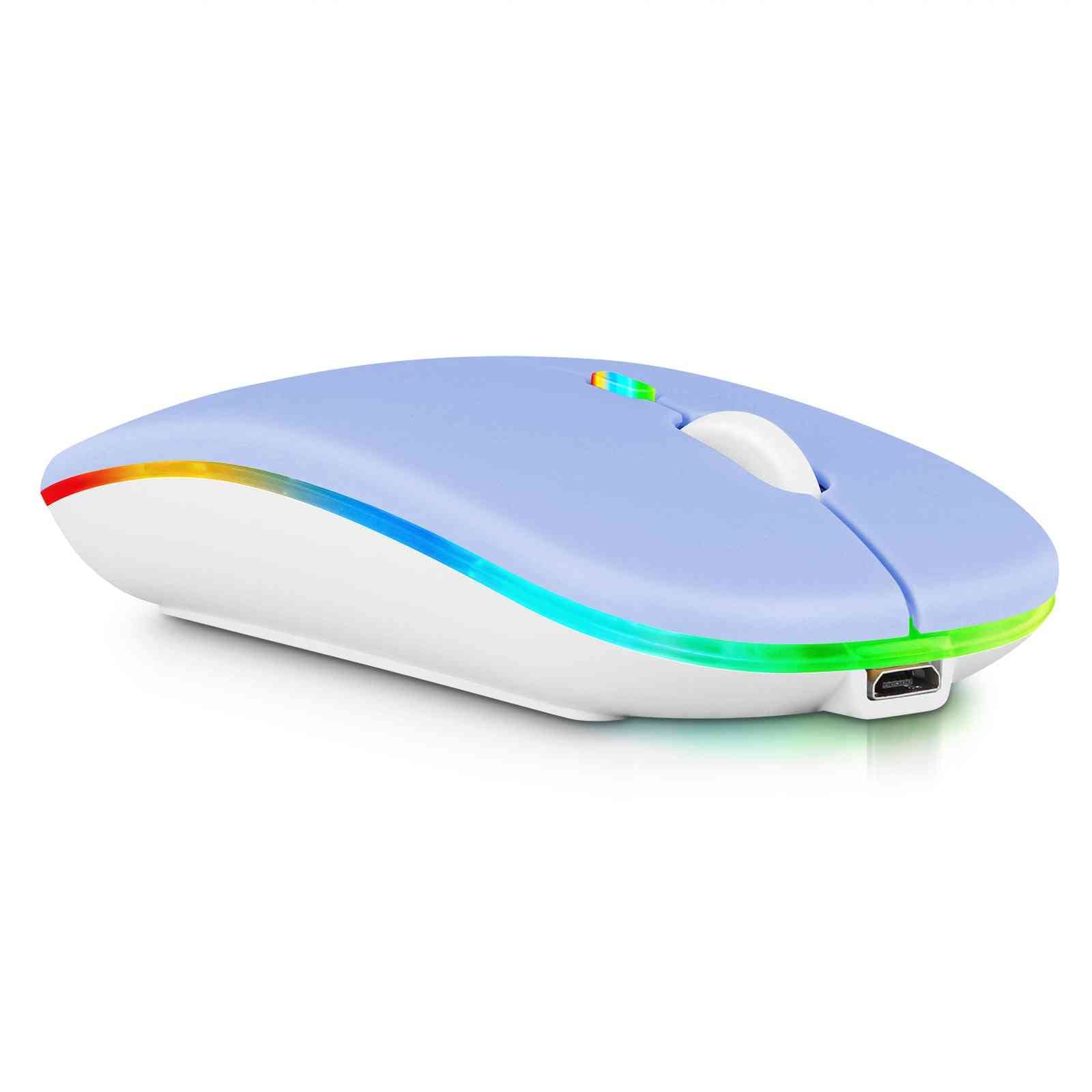 UrbanX 2.4GHz & Bluetooth Mouse Rechargeable Wireless Mouse for Amazon Fire HD 10/ Plus/Max 11 & All Kindle Devices Wireless Mouse for Laptop/PC/Mac/iPad pro/Tablet/Android -RGB LED Lavender Purple