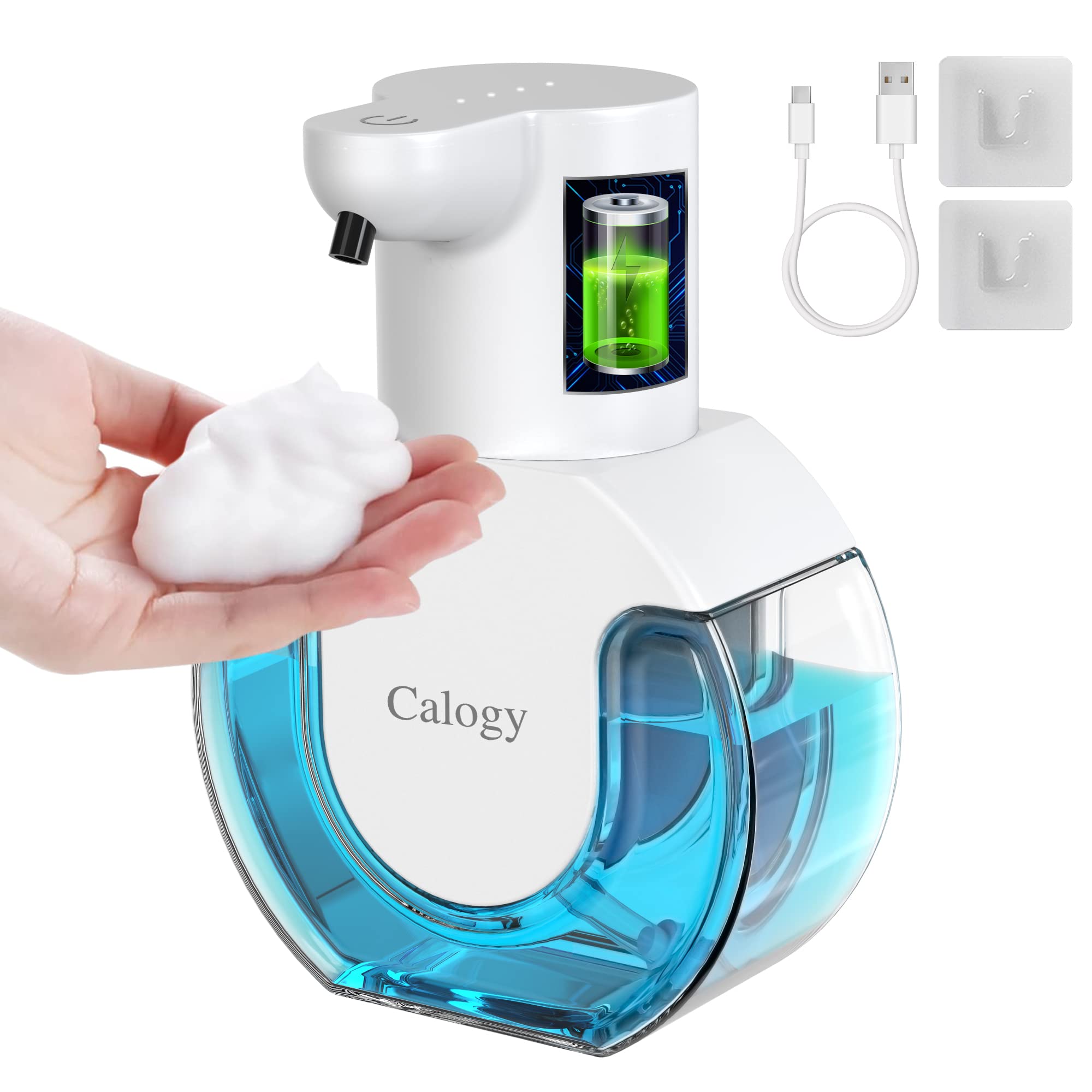 Calogy Automatic Soap Dispenser, Touchless Liquid Dispenser, Hand Soap Dispensers Pump, No Touch Dish Dispenser, Auto Battery Operated Soap Set for Kitchen, Bathroom and Shower - 300ML