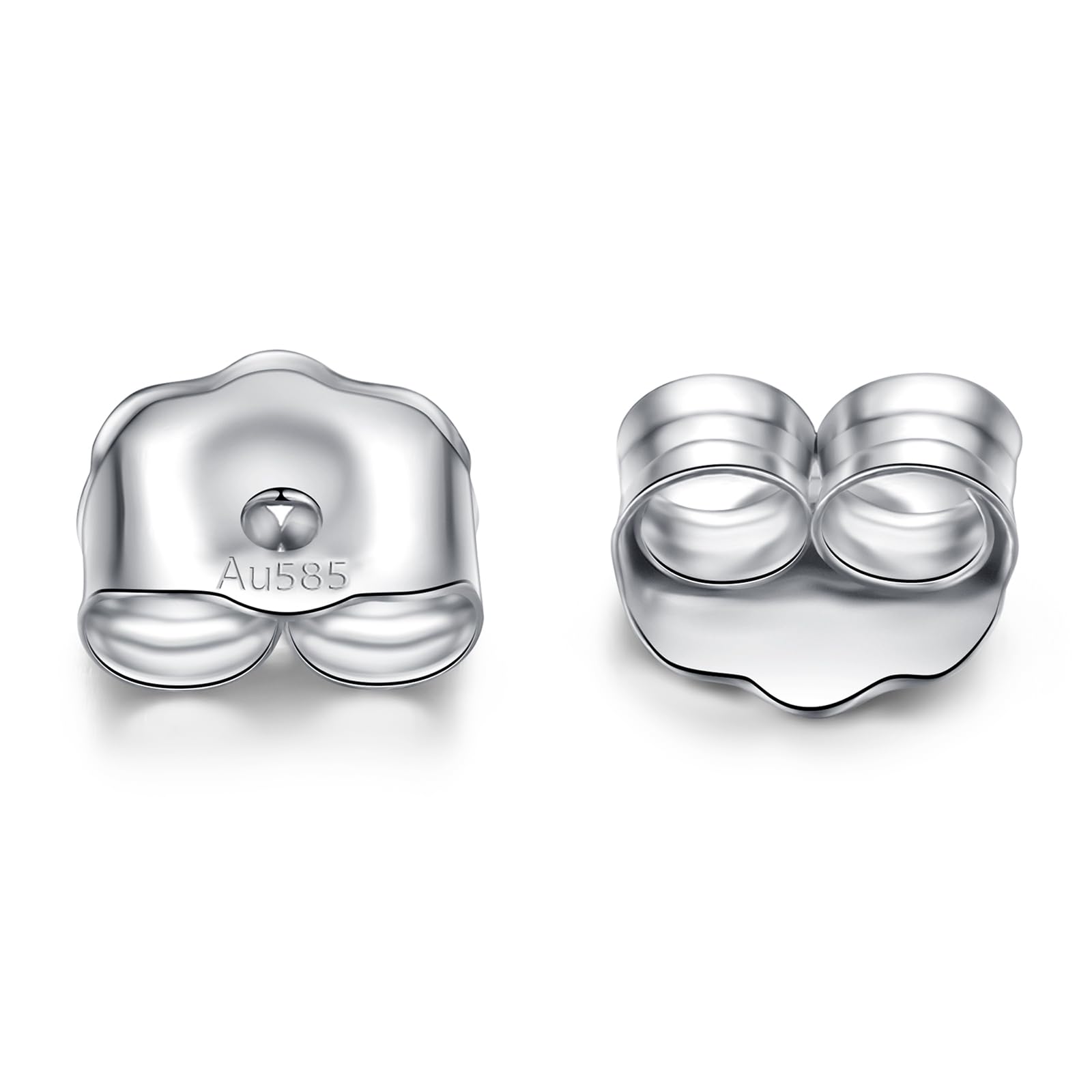 White Gold Earring Backs 14K Solid Gold 0.17 Grams AU585 Butterfly Real Earrings Backs Replacements for Studs 585 Hypoallergenic Pierced Secure