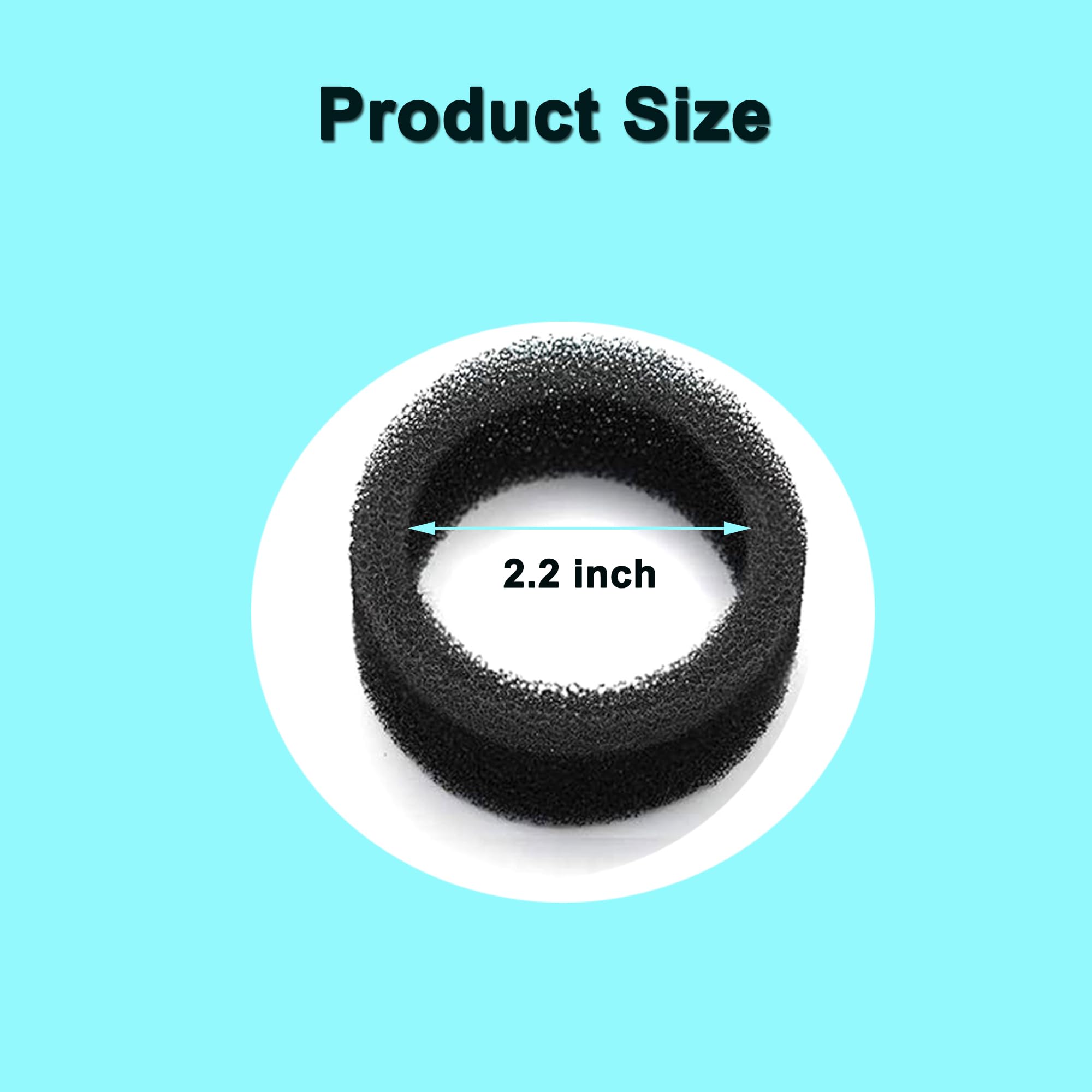 12 Pieces Pet Fountain Foam Filters Round Sponge Black Filter Foam Pet Cat Fountain Replacement Filter for 2.5 L/ 84 oz Stainless Steel Cat Fountain Pet Drinking Water