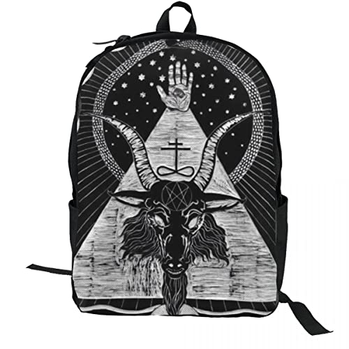 AMRANDOM Pentagram Demon Satanic Goat Head Travel Backpack For School Water Resistant Bookbag