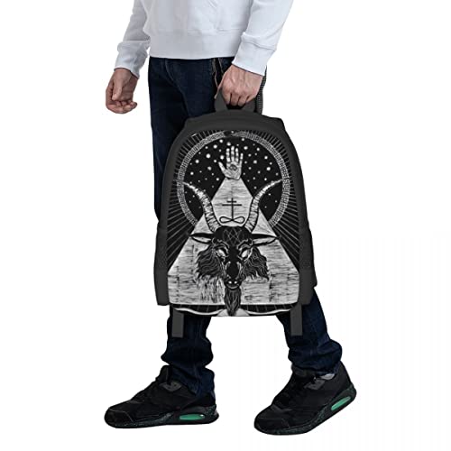 AMRANDOM Pentagram Demon Satanic Goat Head Travel Backpack For School Water Resistant Bookbag