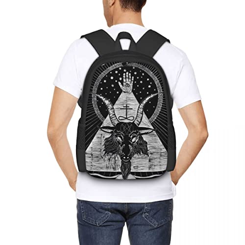 AMRANDOM Pentagram Demon Satanic Goat Head Travel Backpack For School Water Resistant Bookbag