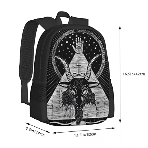 AMRANDOM Pentagram Demon Satanic Goat Head Travel Backpack For School Water Resistant Bookbag