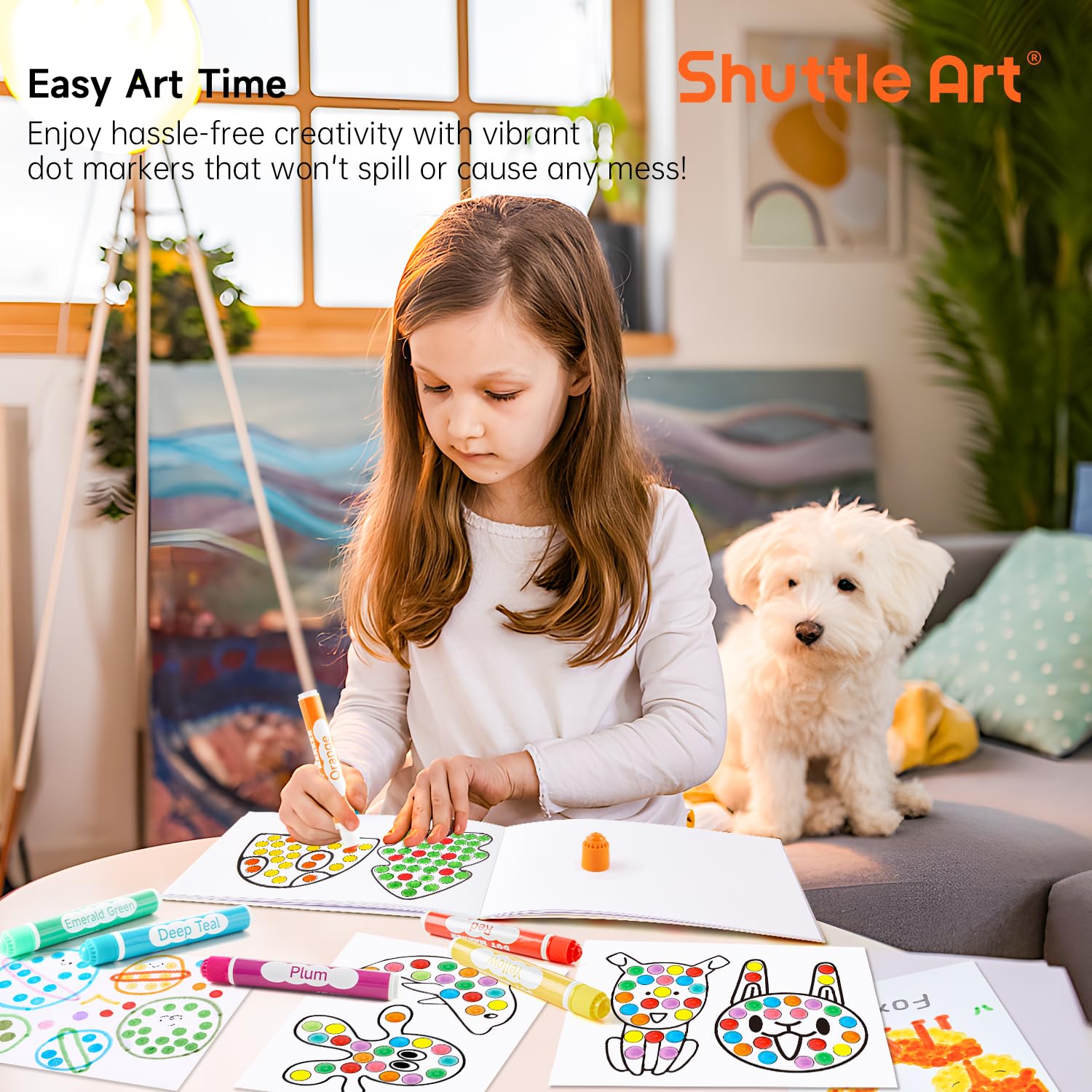 Shuttle Art Washable Dot Markers 36 Colors with Free Activity Book, Fun Art Supplies for Kids Toddlers and Preschoolers, Non Toxic Water-Based Paint Daubers, Dot Art Markers