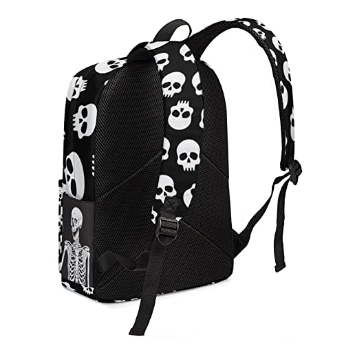 Skull School Backpack Lightweight Cute Kids Backpack Classic Daypack for Teen Boys Girls High School Student, 17 Inch