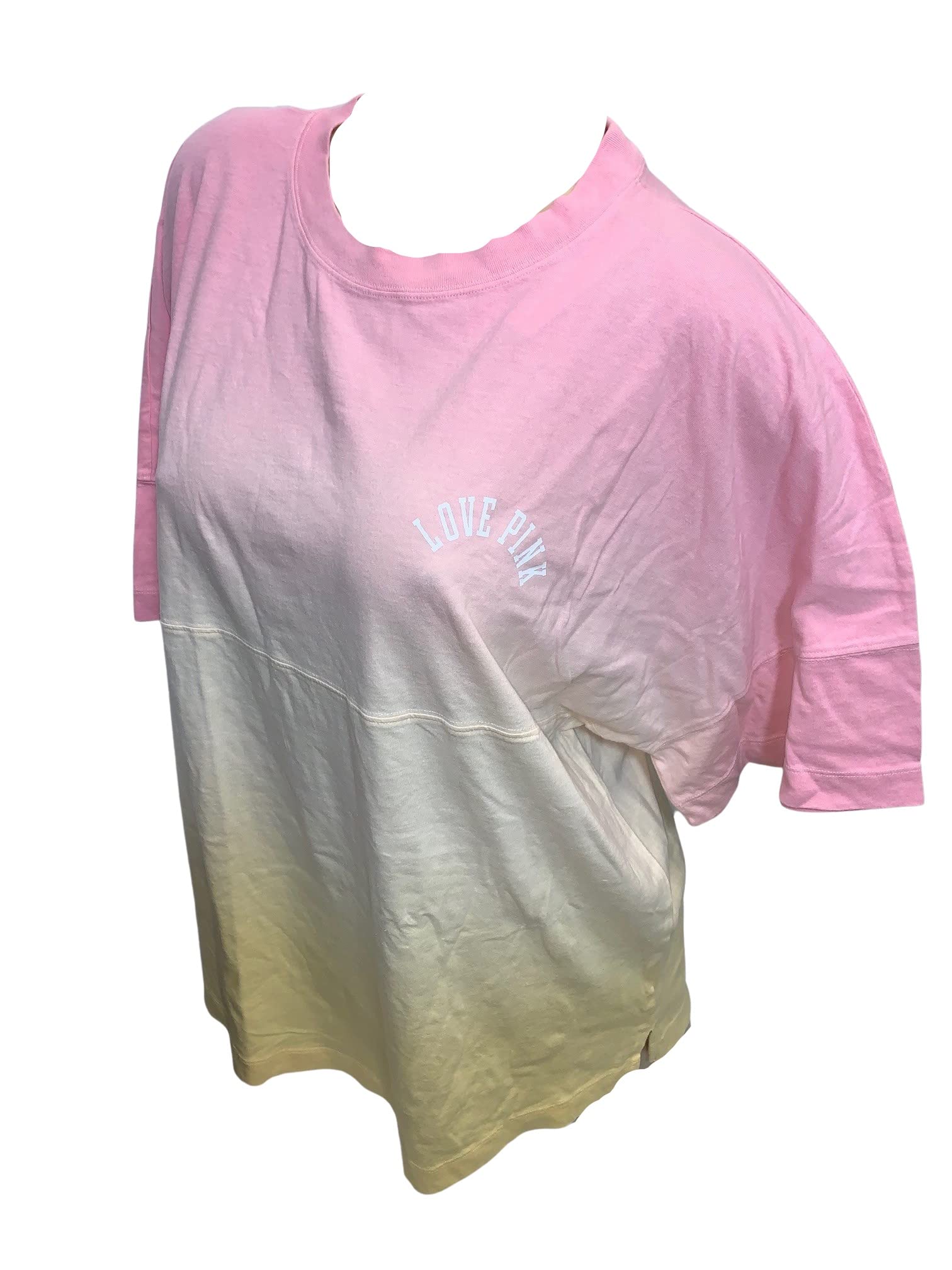 Victoria's Secret Pink Varsity Cotton Oversize Crew Tee Color Ombre/Multicolor Size X-Large New