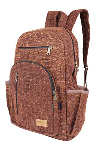 KHUSI Durable Natural Organic Hemp Backpack - Strong Premium Quality Construction & Large Storage Travel Size Design Shoulder Bag - Perfect for Traveling School Laptop Carrying Usage