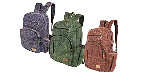 KHUSI Durable Natural Organic Hemp Backpack - Strong Premium Quality Construction & Large Storage Travel Size Design Shoulder Bag - Perfect for Traveling School Laptop Carrying Usage