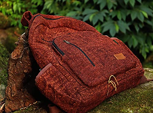 KHUSI Durable Natural Organic Hemp Backpack - Strong Premium Quality Construction & Large Storage Travel Size Design Shoulder Bag - Perfect for Traveling School Laptop Carrying Usage