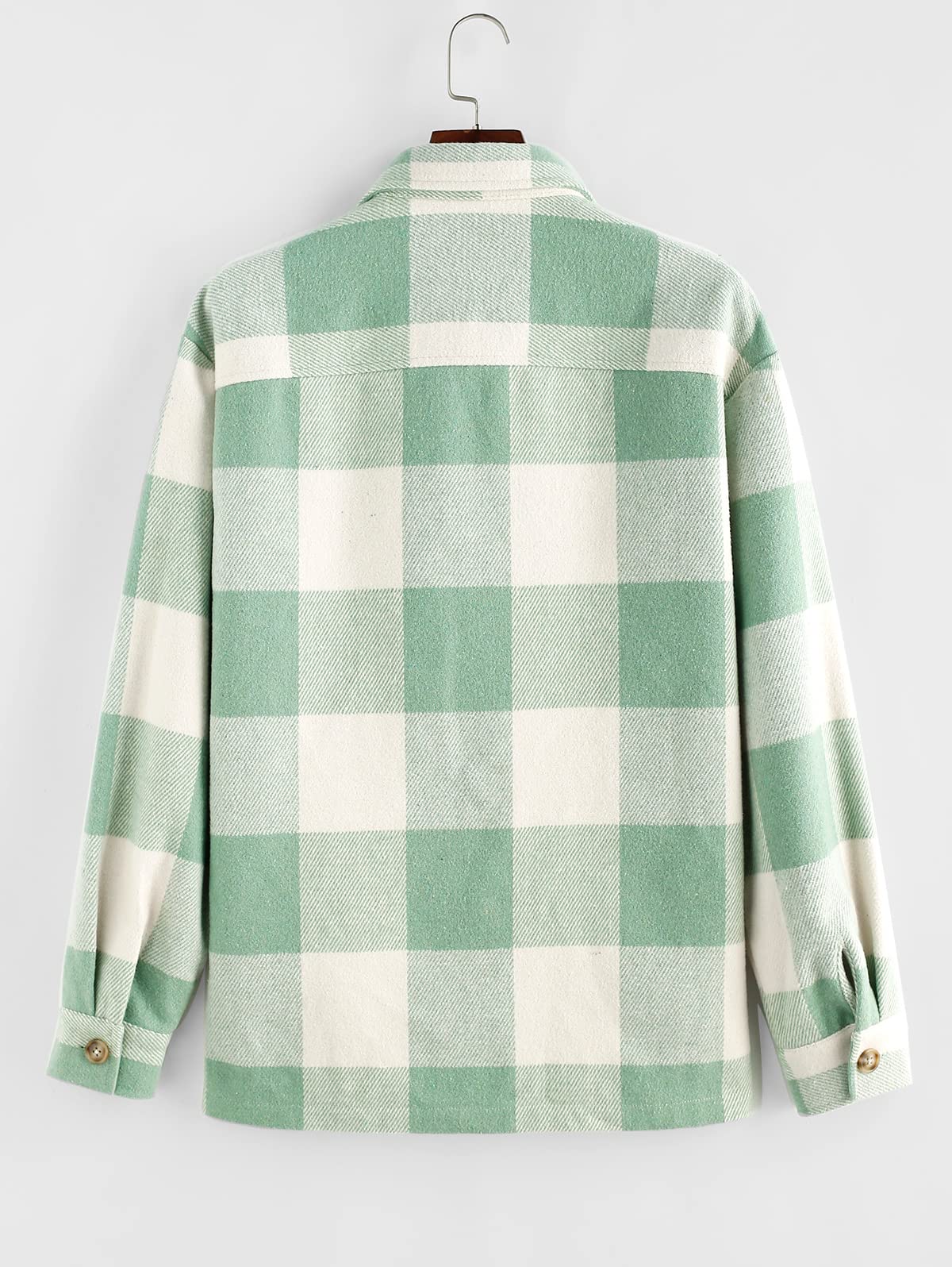 ZAFUL Men's Plaids Shirt Long Sleeve Button Down Lightweight Flannel Jacket Casual Shirt Shacket Classic Flannel Shirts(Plaid-Light Green,M)