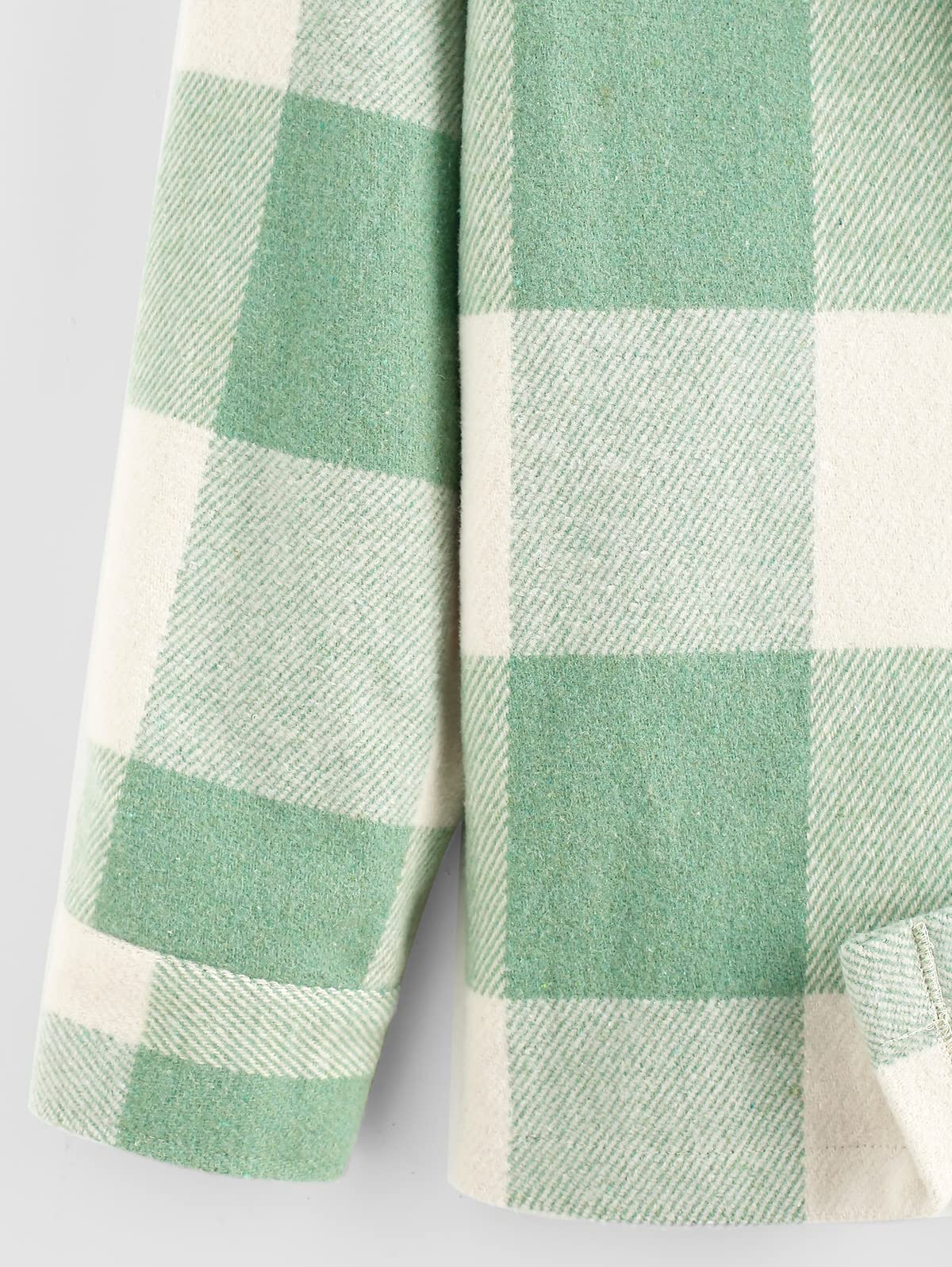 ZAFUL Men's Plaids Shirt Long Sleeve Button Down Lightweight Flannel Jacket Casual Shirt Shacket Classic Flannel Shirts(Plaid-Light Green,M)
