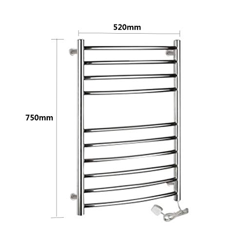 Bathroom Towel Warmer Electric Heated Towel Rack, Towel Warmer for Bathroom, 10-Bar Wall-Mounted Electric Heated Towel Rack, Energy Efficient 88W, Stainless Steel Heated Towel Rail Drying Rack with On