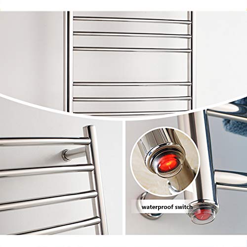 Bathroom Towel Warmer Electric Heated Towel Rack, Towel Warmer for Bathroom, 10-Bar Wall-Mounted Electric Heated Towel Rack, Energy Efficient 88W, Stainless Steel Heated Towel Rail Drying Rack with On