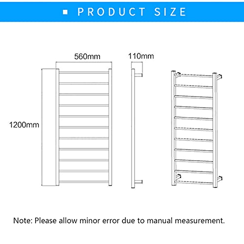 Bathroom Towel Warmer Electric Heated Towel Rack, Electric Heated Towel Rack 14 Curved Bar Wall Mounted Towel Warmer Drying Rack Constant Temperature 304 Stainless Steel Heated Towel Rail Bathroom Rad