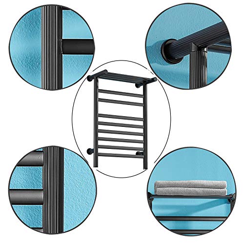 Bathroom Towel Warmer Electric Heated Towel Rack, Matte Black Towel Warmer Bathroom 304 Stainless Steel Electric Towel Rack Radiator Wall Mounted 89W Heated Towel Rail with Waterproof LED Switch, Bath