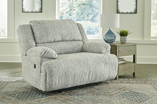 Signature Design by Ashley McClelland Transitional Zero Wall Wide Seat Recliner, Light Gray