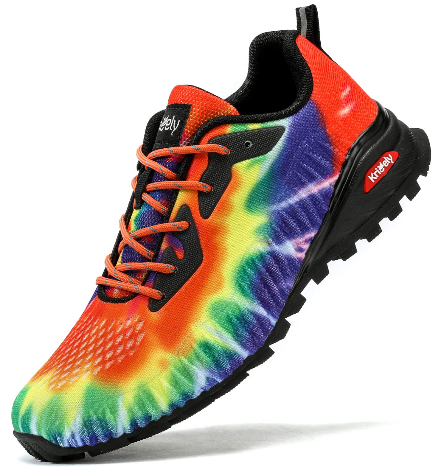 ikunka Men's Fashion Sneakers Lightweight Breathable Walking Shoes Tennis Cross Training Shoe Non Slip Trail Running Shoes（Rainbow 10）