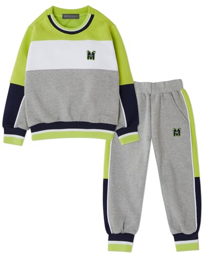 ROROANCO Boys' 2-Piece Comfortable Pull On Sweatshirt Set (Ages 3-9) – Dryer Safe Crewneck Top & Jogger Sweatpants, Trusted Korean Brand