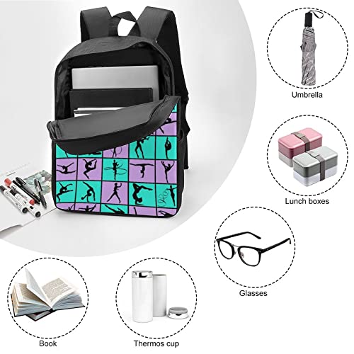 Gymnastics Lovers Backpack for Books Pencil Box Laptop - Adjustable Gymnast Print Backpack Travel Daypack Gift