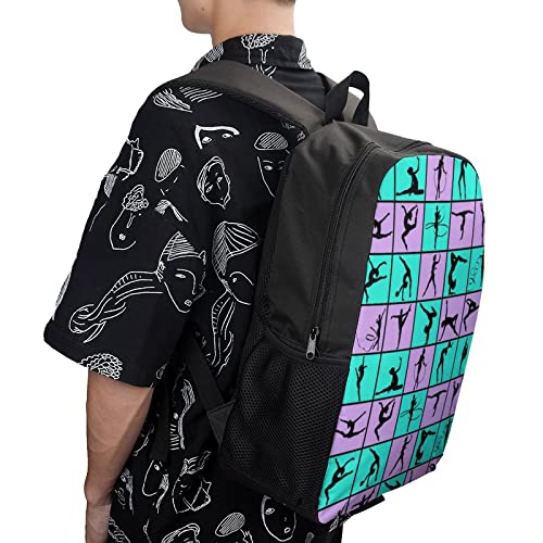 Gymnastics Lovers Backpack for Books Pencil Box Laptop - Adjustable Gymnast Print Backpack Travel Daypack Gift