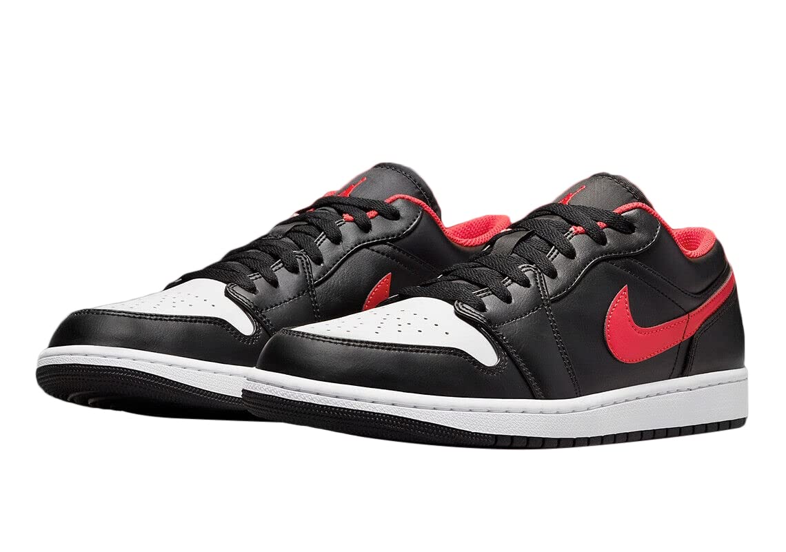 Jordan Mens Air Jordan 1 Low 553558 063 Toe - Size 8.5, Black/Fire Red-white