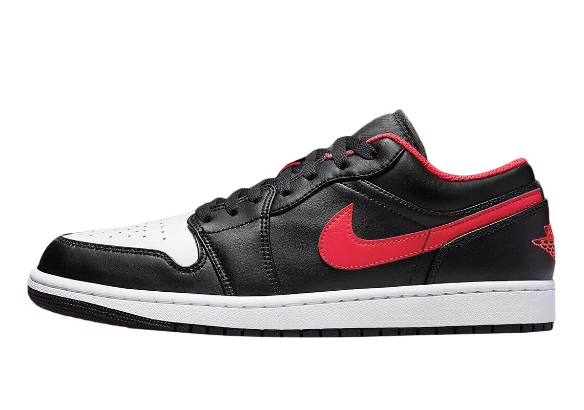 Jordan Mens Air Jordan 1 Low 553558 063 Toe - Size 8.5, Black/Fire Red-white