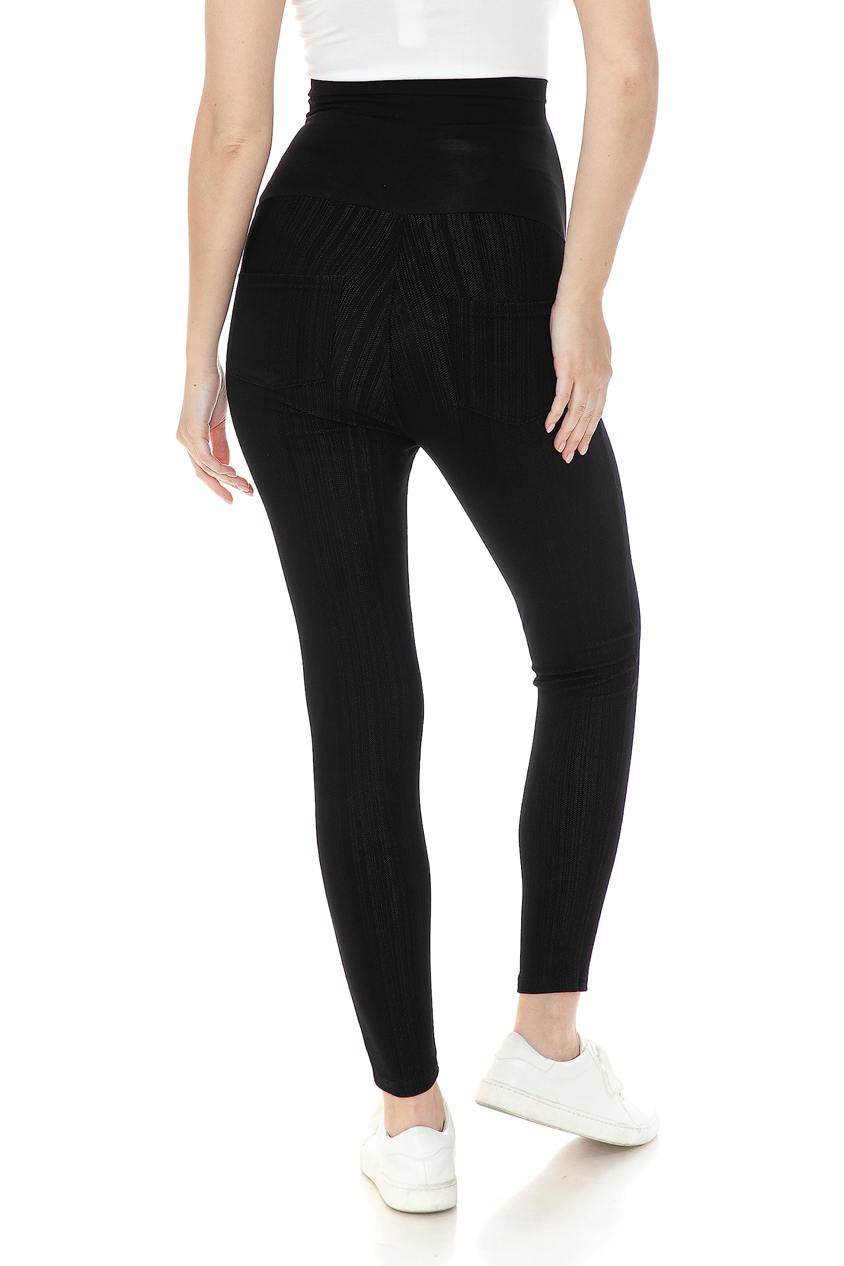 Leggings Depot Women's Maternity Jeans Pregnancy Denim Jeggings (Full Length, Black, X-Large)
