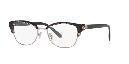 Coach HC6195 Prescription Eyewear Frames, Shiny Rose Gold/Grey Signature C/Demo Lens, 53 mm